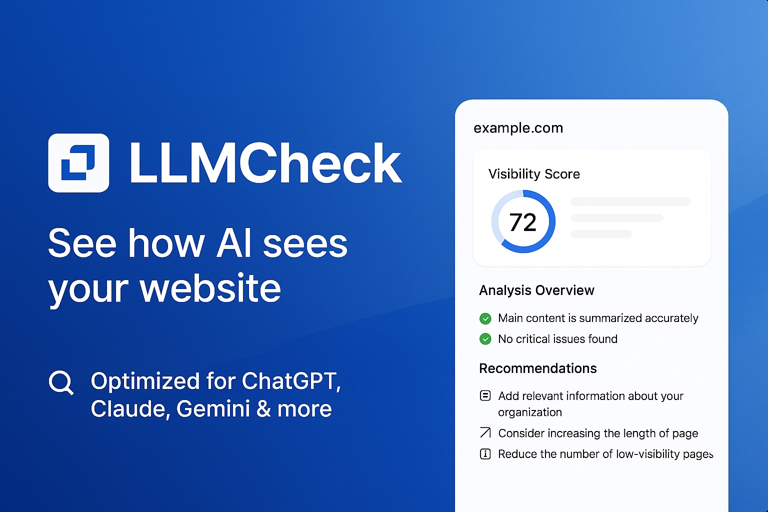 LLM Ready Analyzer - Optimize Your Website for AI Search | Free Website Analysis